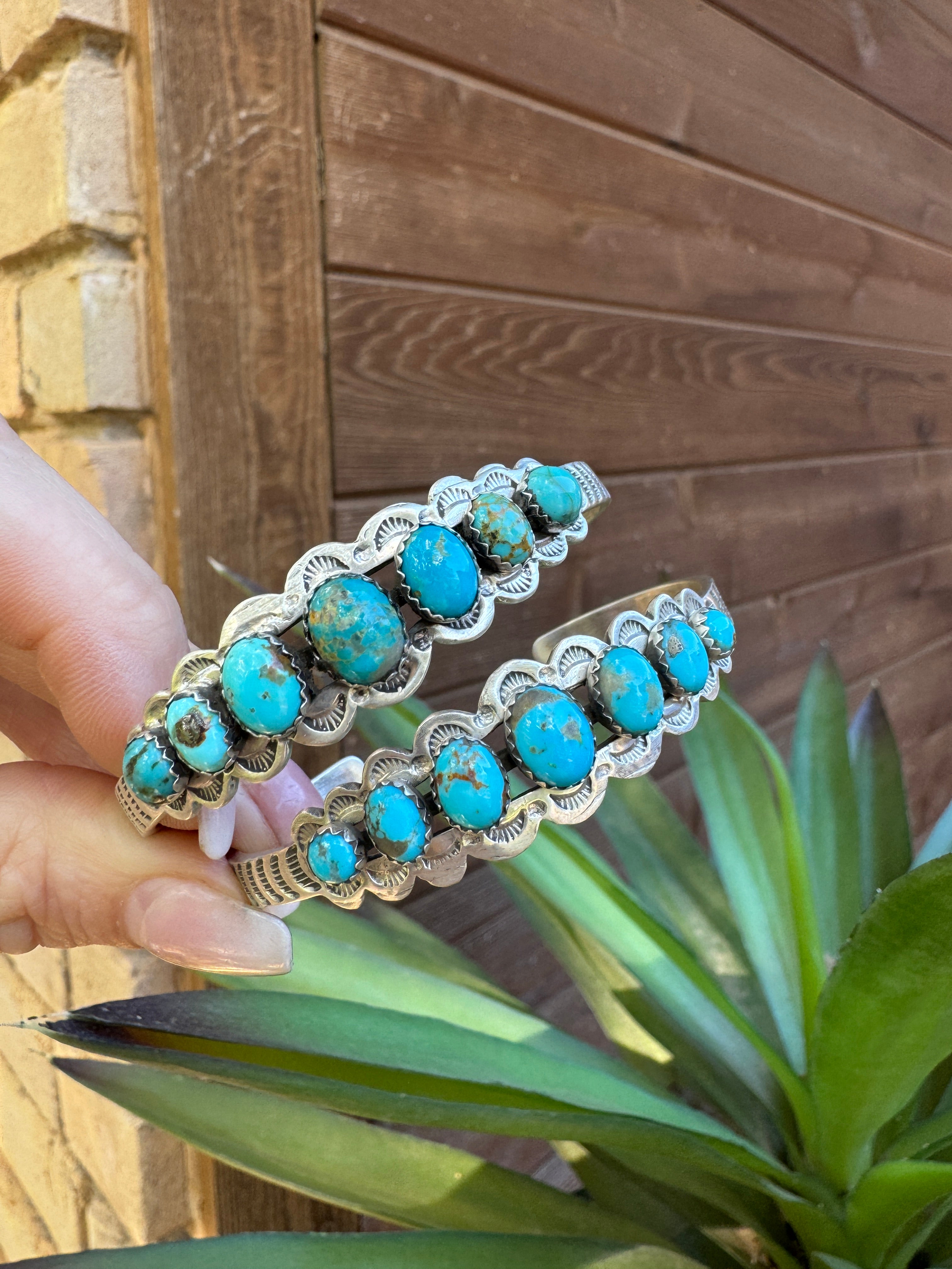 Turquoise and sterling silver scalloped edge cuff – Amy Wilson Turquoise